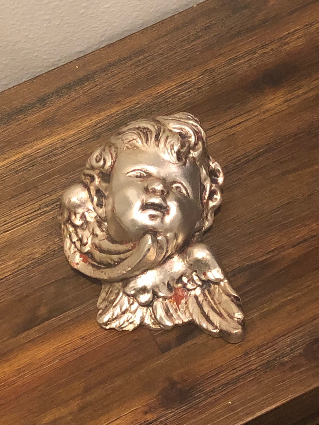 Vintage Cherub Wall Hanging Plaster Cherub Angel Head - Antique Gold ...