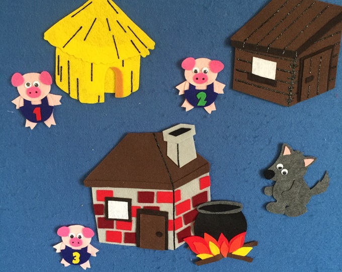 3 Little Pigs Felt Board Set - Etsy Canada