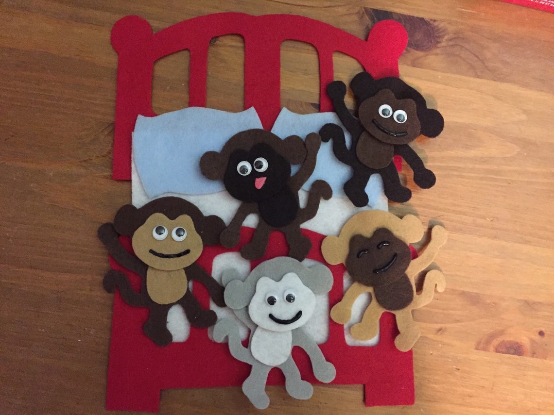 No More Monkeys Jumping on the Bed Felt Board Story - Etsy