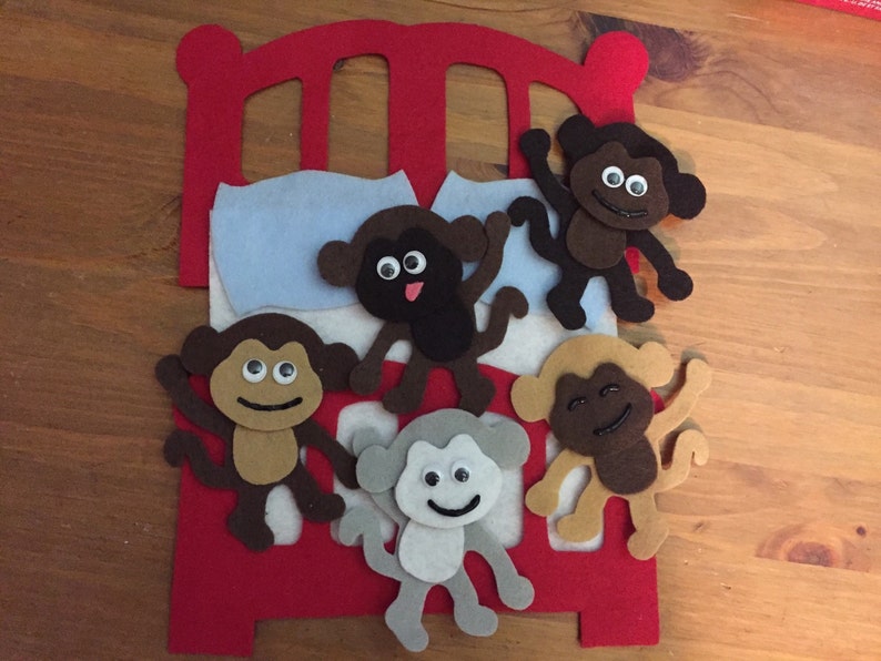 No More Monkeys Jumping on the Bed Felt Board Story - Etsy Israel