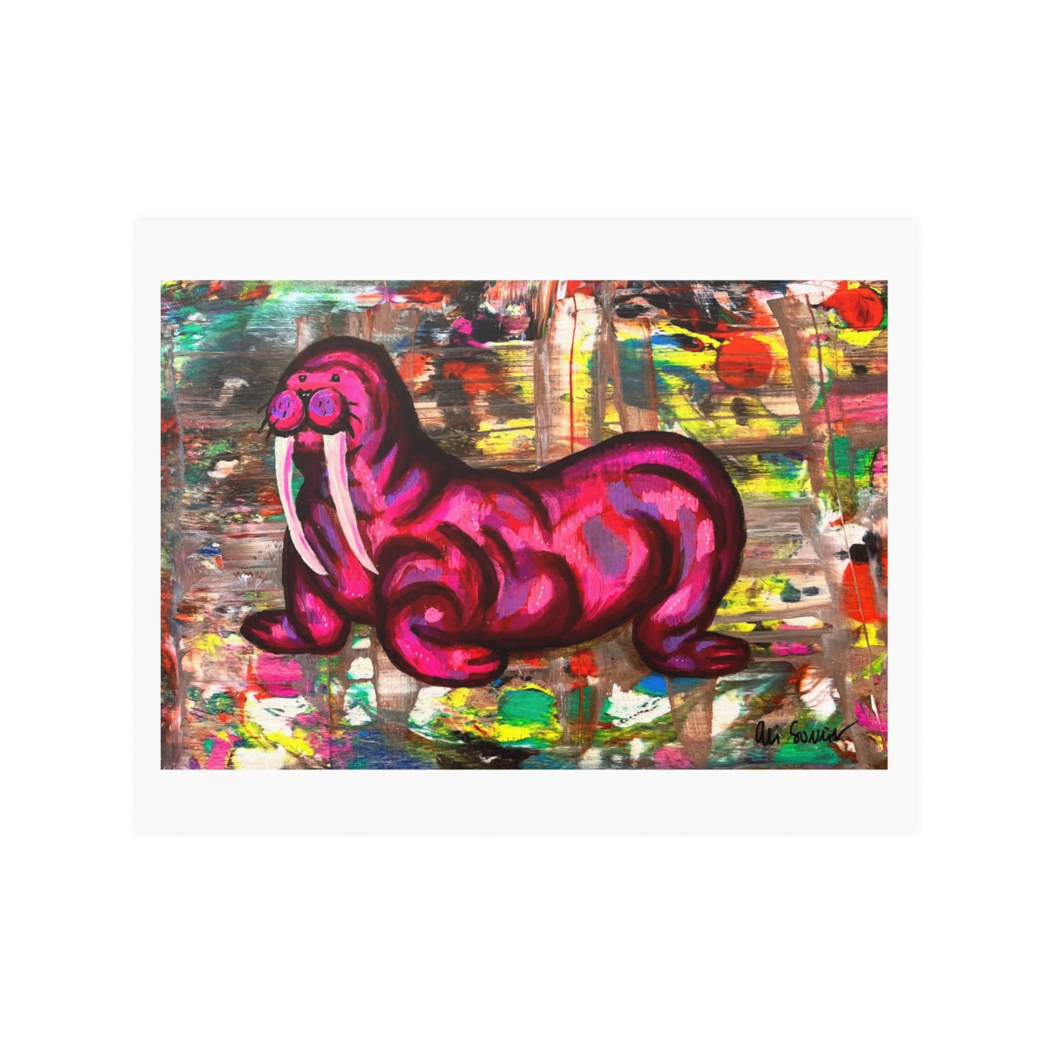 Walrus Painting Colorful Maximalist Animal Painting Abstract and ...