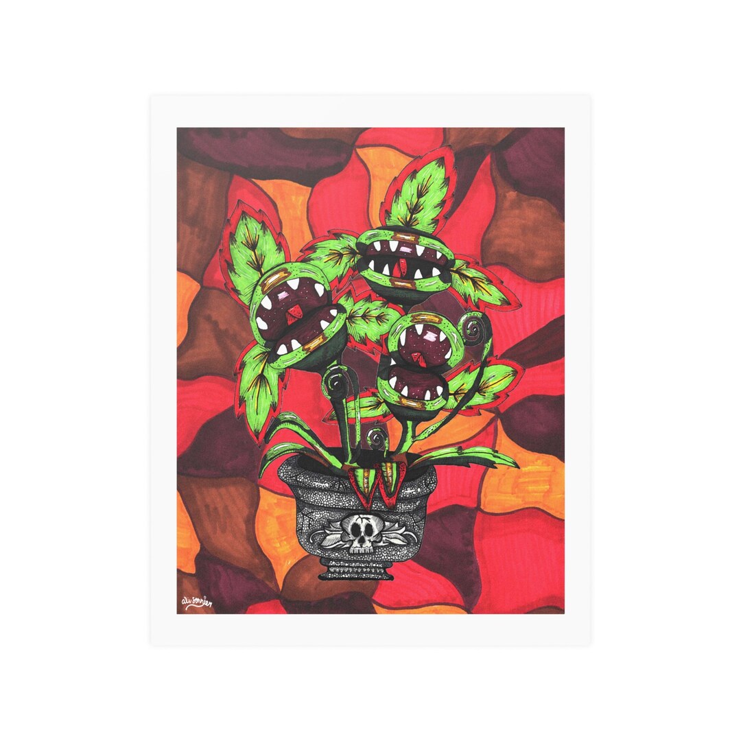 Spooky Venus Fly Trap Art Print: Halloween Floral Wall Decor - Etsy