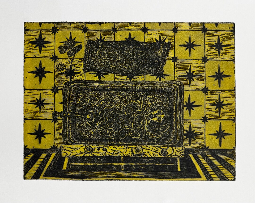 Trippy Fine Art Aluminum Intaglio Etching Print Mental Illness Art ...