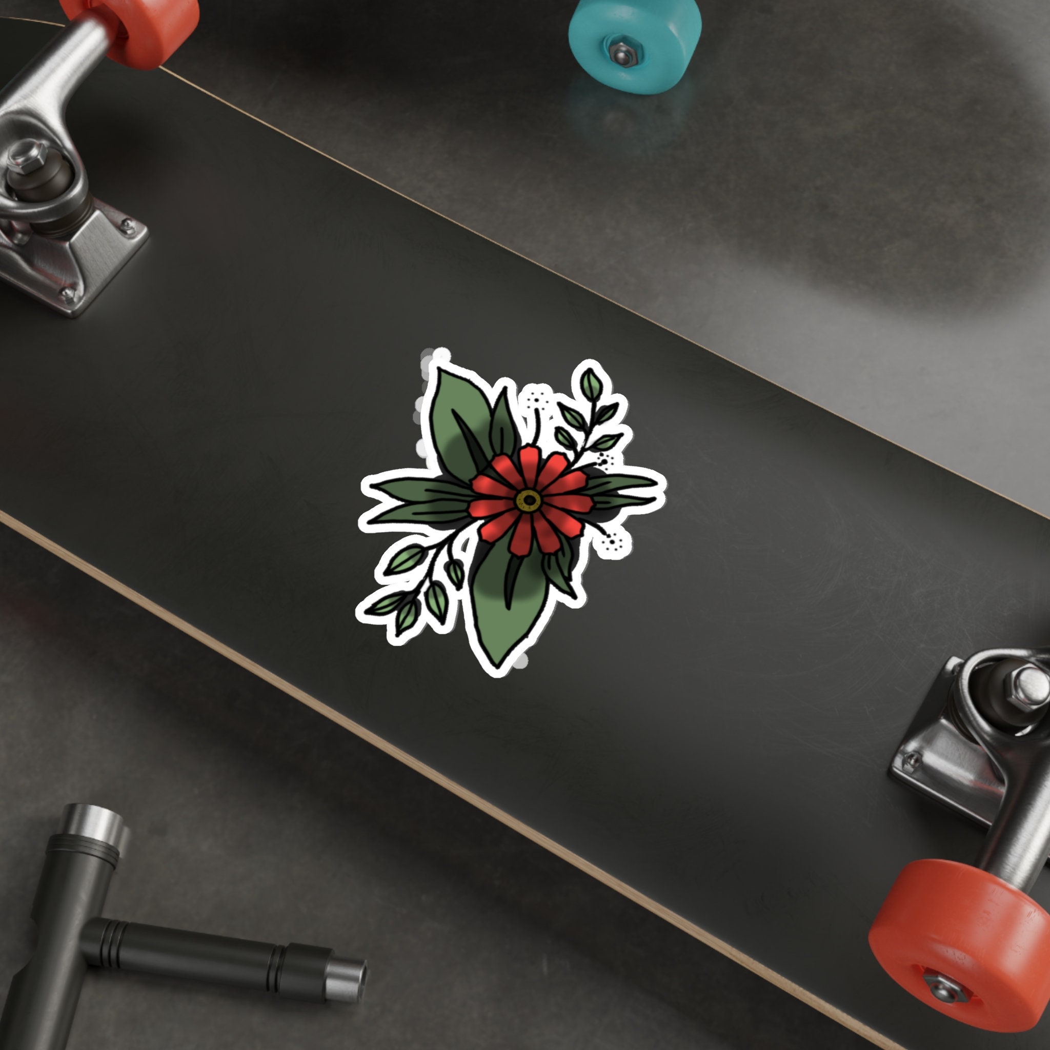 Traditional Tattoo Flower Sticker Trad Tattoos American Stickers - Etsy