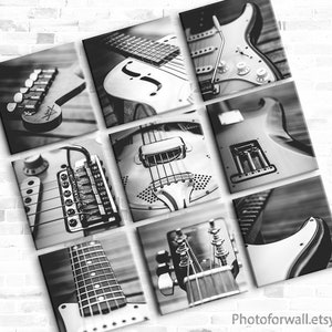 Musician Gift Electric Guitar Prints Music Room Decor Set of 9 Black ...