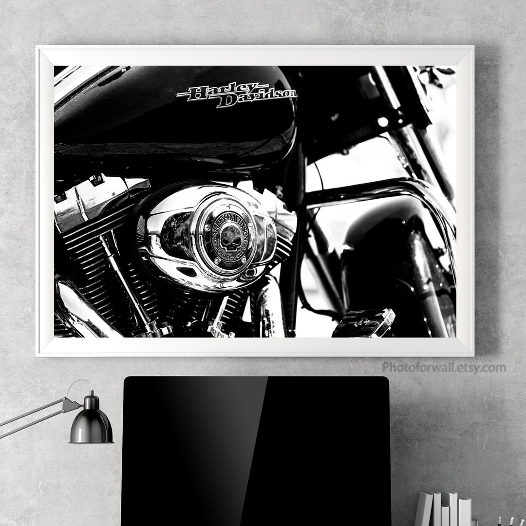 Harley Davidson Print, Harley Artwork, Home Office Wall Decor With ...