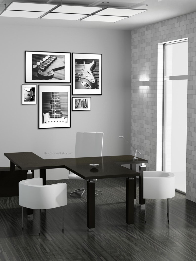 Guitar Wall Decor Music Room Set of 5 Black and White Prints - Etsy