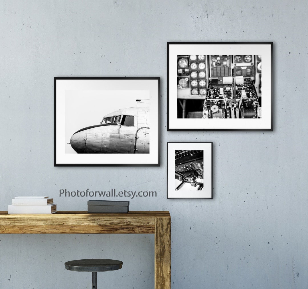 Aviation Wall Decor, Airplane Gallery Wall Art Set of 3 Prints, Home ...