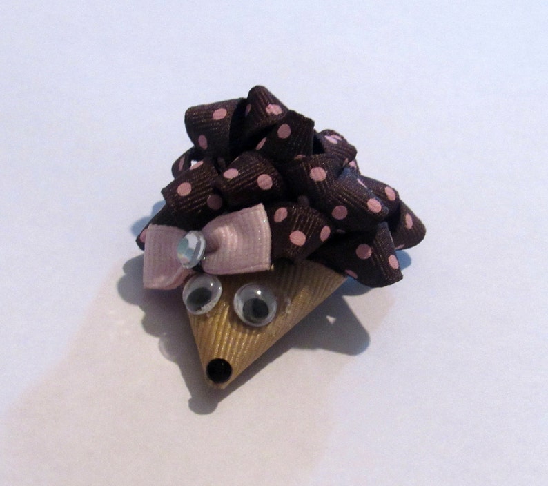 Pink Hedge Hog Ribbon Sculpture Alligator Clip - Etsy