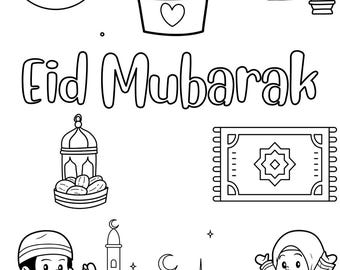 Eid Mubarak Coloring Page | Printable 18x24 | Kids Eid Activity ...