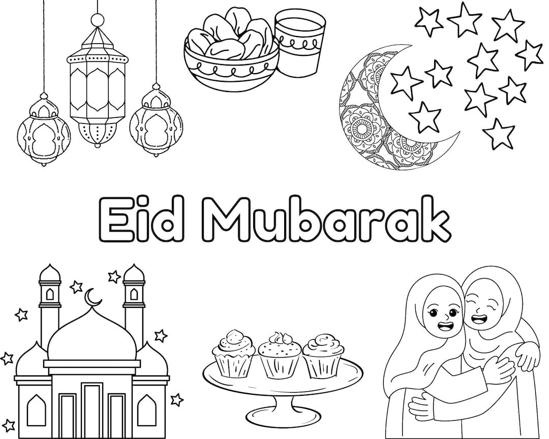 Eid Mubarak Coloring Page | Printable 18x24 | Kids Eid Activity ...