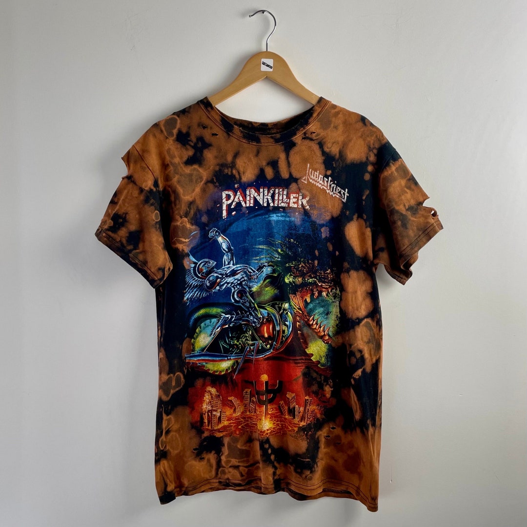 Judas Priest Bleached Distressed Band Shirt Size Medium Alt Clothing Custom Tee Rock N Roll - Etsy
