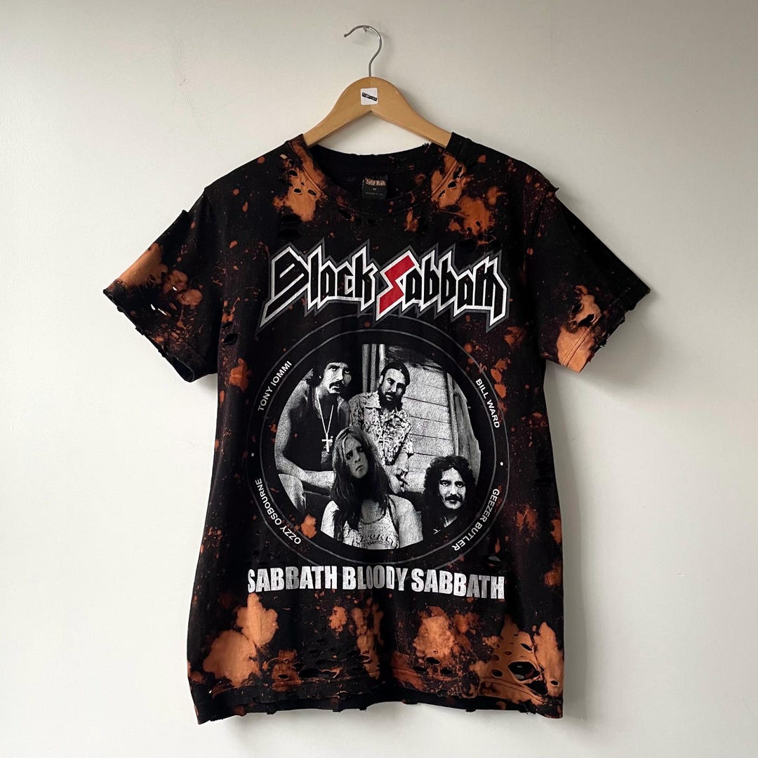 Black Sabbath Bleached Custom Band Shirt Heavy Metal Shredded Tees ...