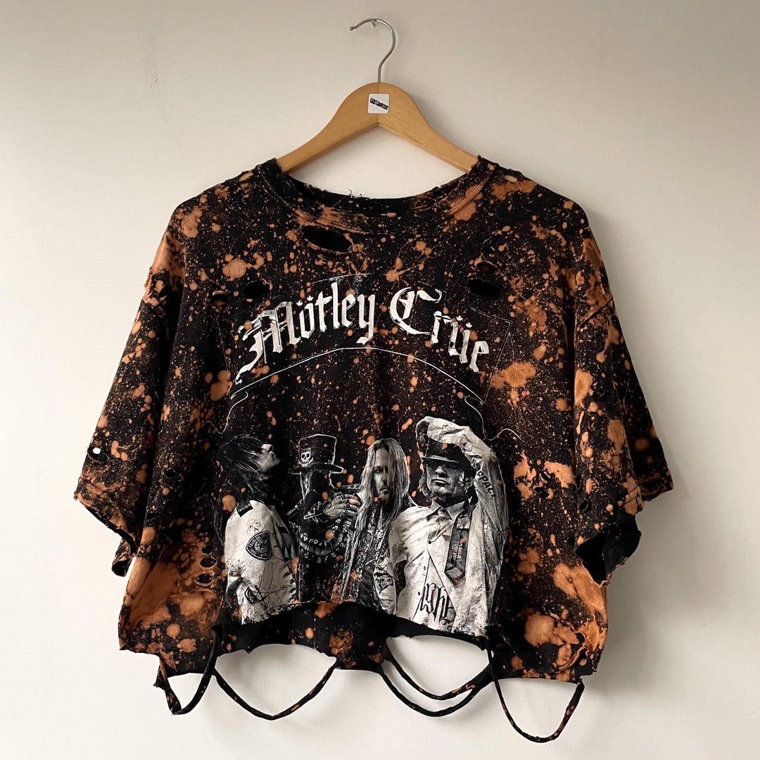 Motley Crue Bleached Distressed Custom Band Shirt Size Large Alt ...