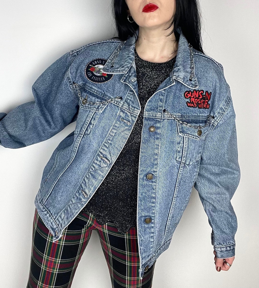 Guns N Roses Vintage Custom Denim Jacket Rock N Roll Alternative 90s ...