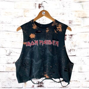 Iron Maiden Custom Bleached Distressed Band Shirt Alternative Shredded ...