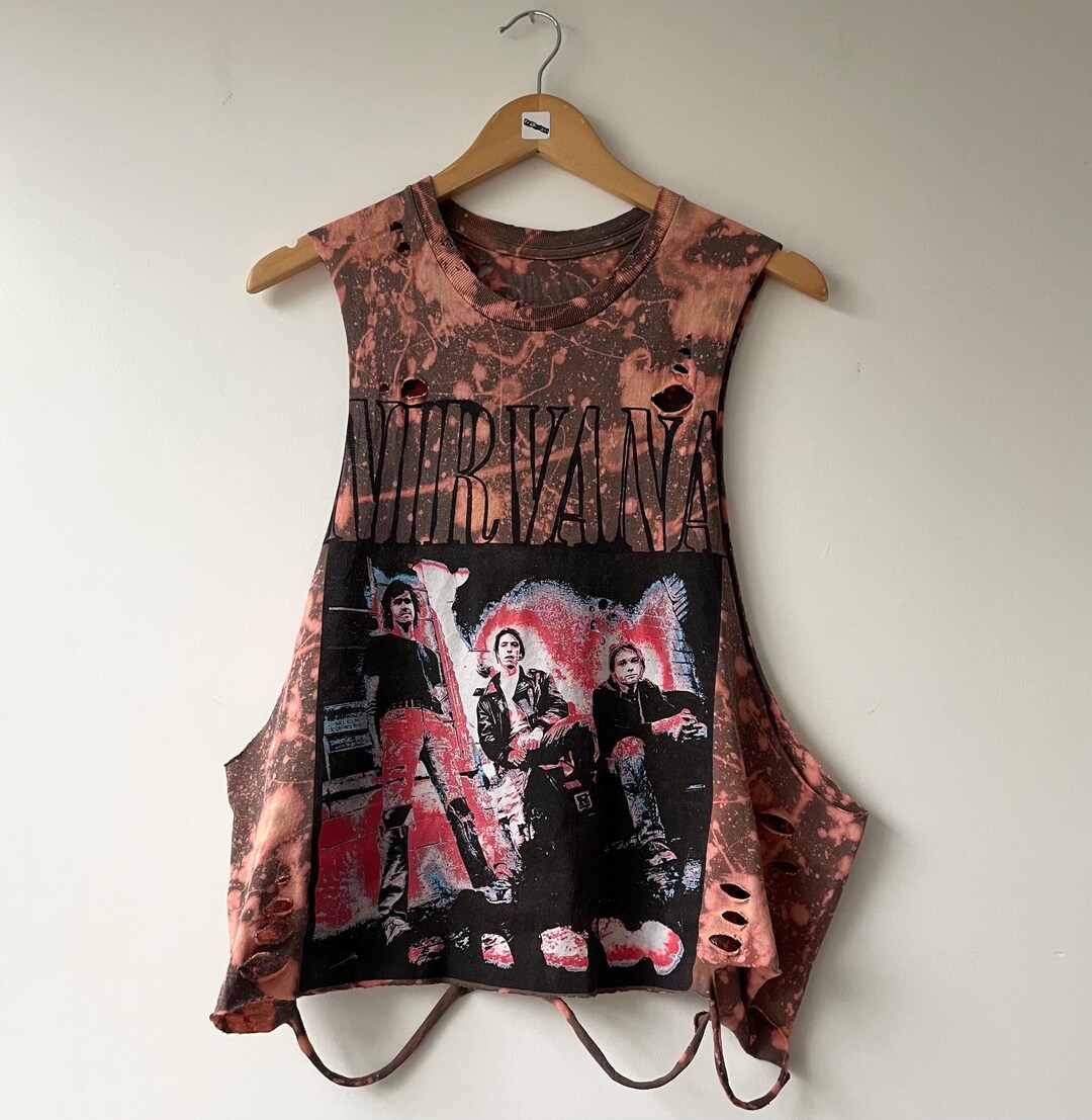 Nirvana Bleached Custom Band Shirt Size Xs Grunge Alt Clothing Smiley ...