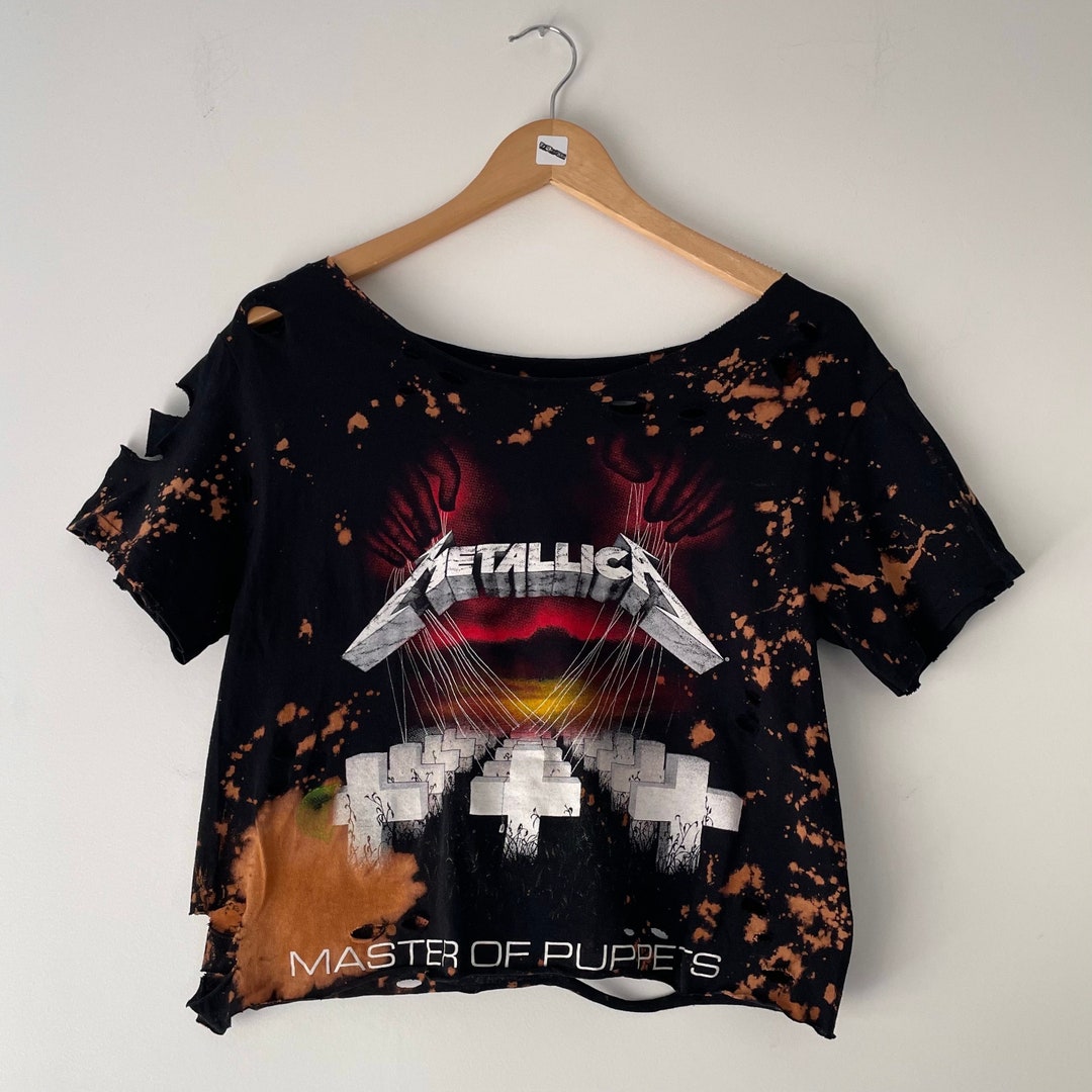 Metallica Bleached Distressed Band Shirt Reworked Heavy Metal Diy ...