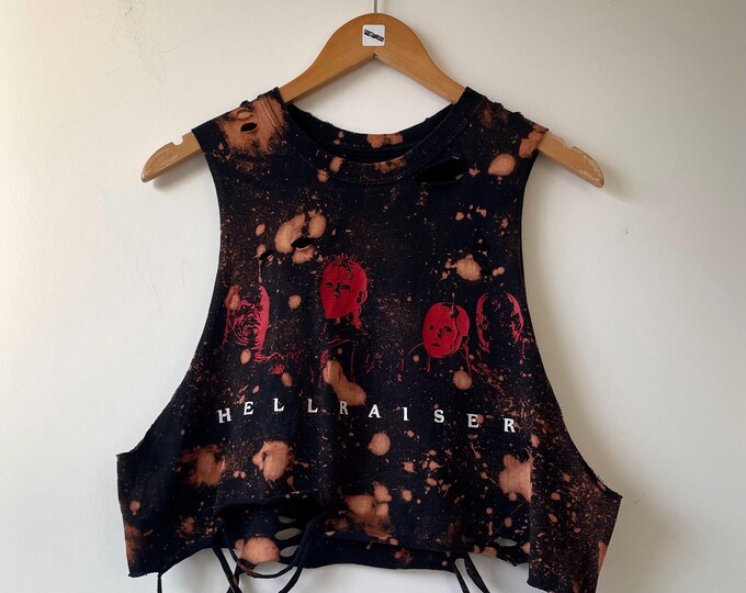 Hellraiser Bleached Custom Horror Movie T-shirt Shredded Tees Grunge Goth Alt Mall Goth ...