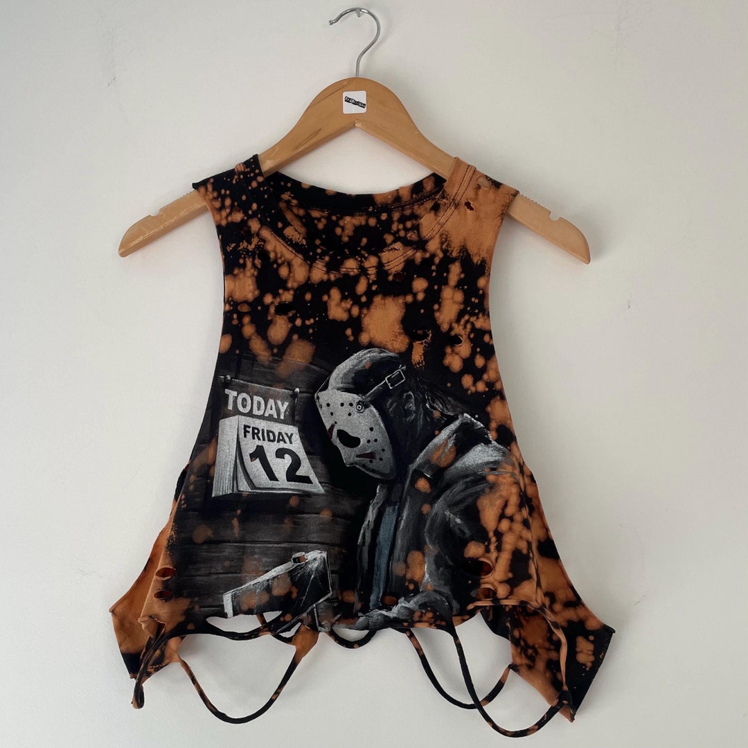 Friday the 13th Jason Voorhees Bleached Distressed Horror T-shirt ...