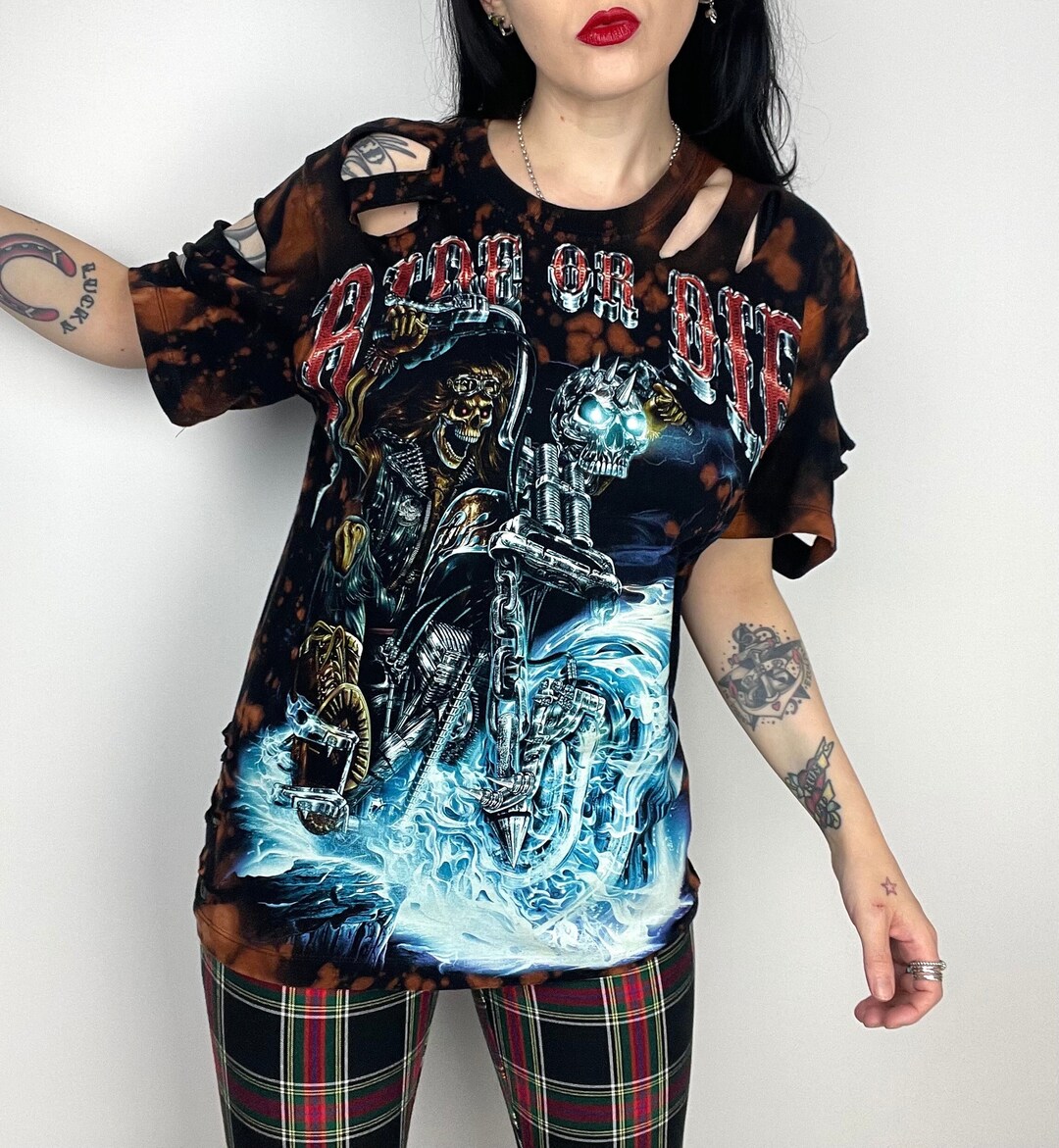 Bleached Distressed Custom Tee Size Medium Grunge Alt Clothing ...