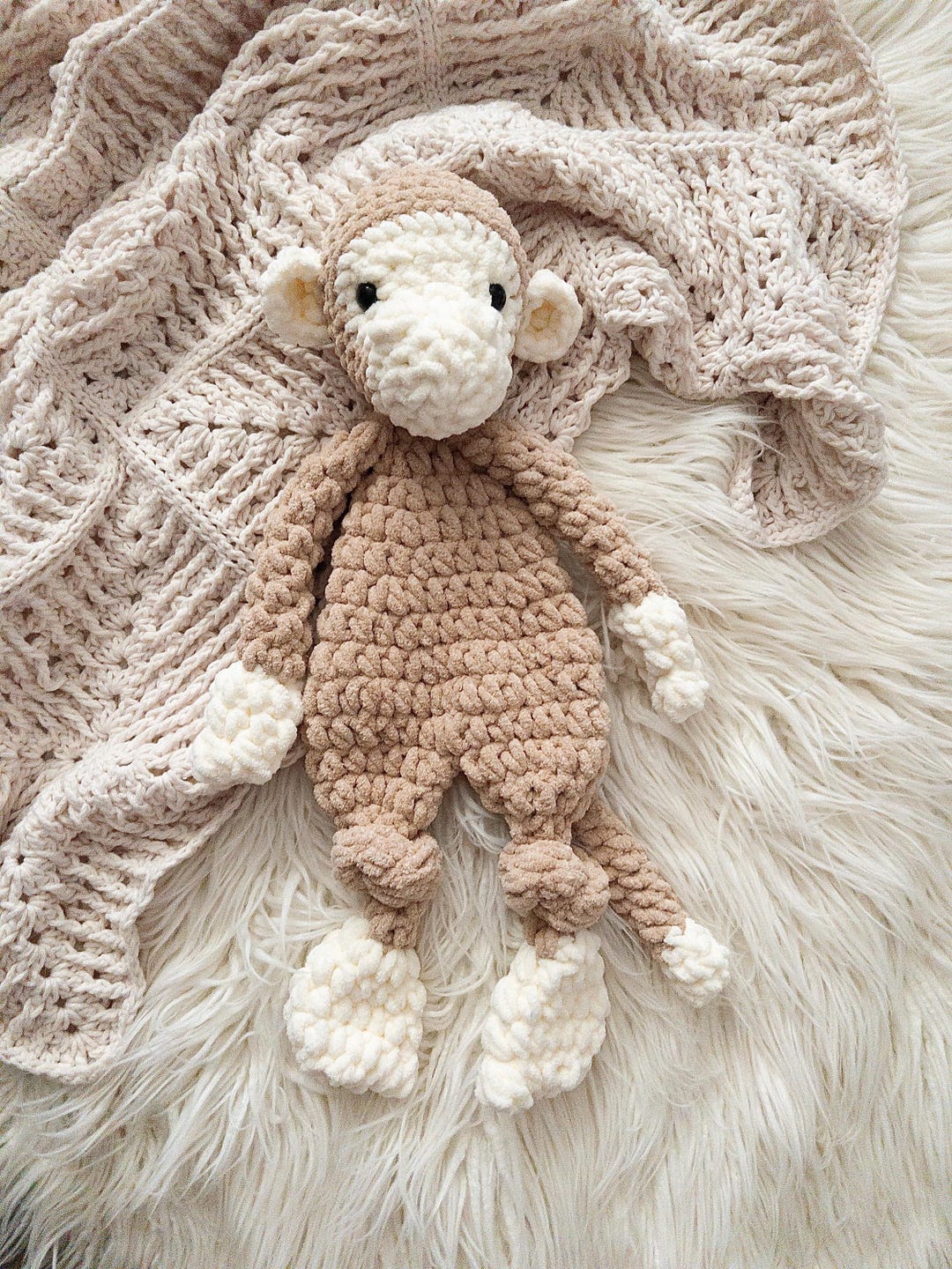 Monkey Lovey, Monkey Snuggler, Crochet Monkey, Snuggler, Gifts for Kids ...