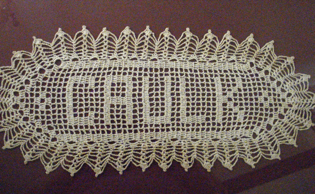 Wedding Anniversary Crocheted Name Doily Custom Made White or Ecru ...