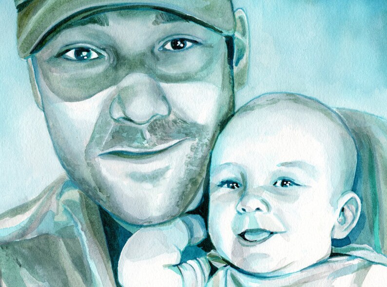 Gift for New Dad, Son to Father Gift, Father and Son Custom Watercolor ...