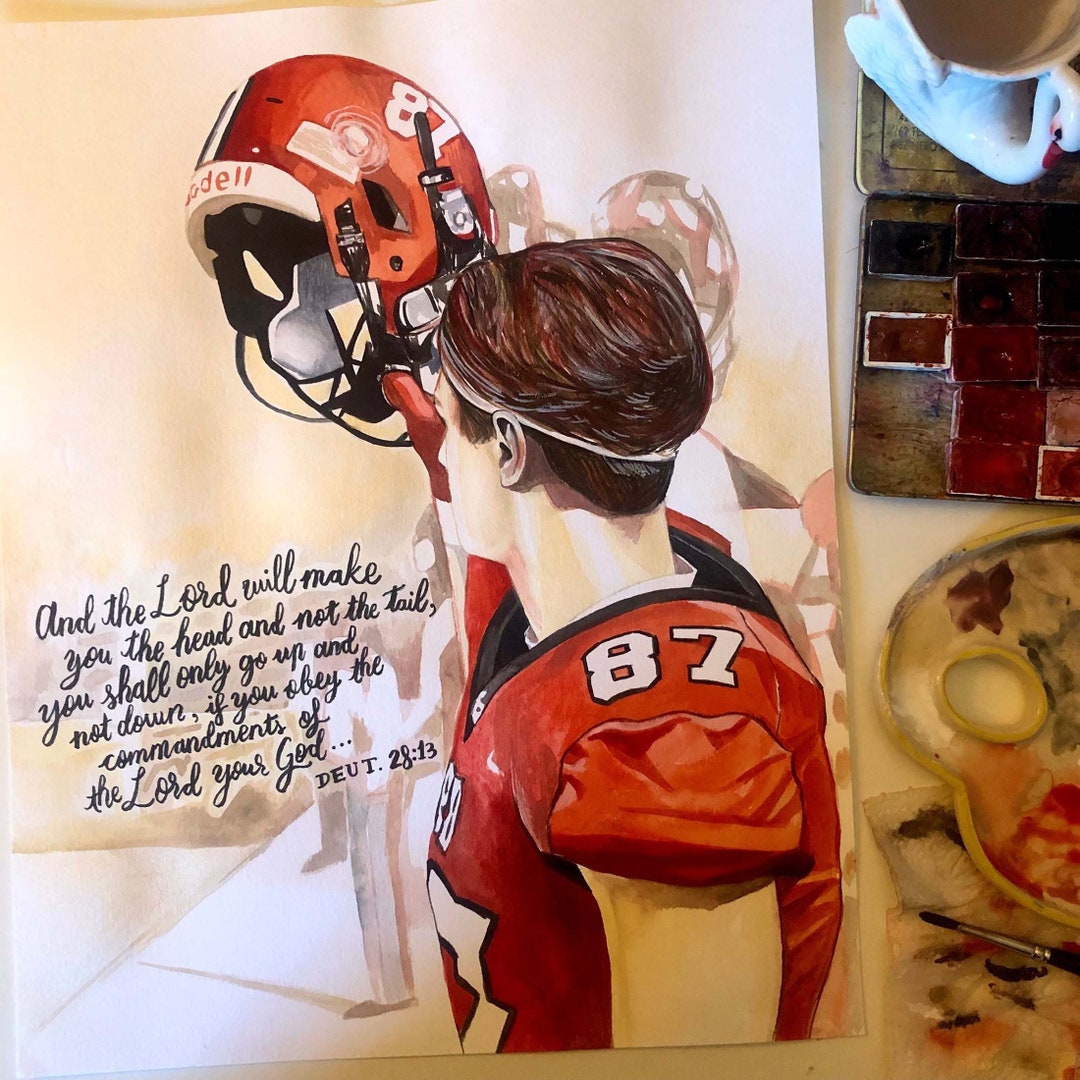 Personalized NFL Athlete Portrait Watercolor Handpainted: Custom ...