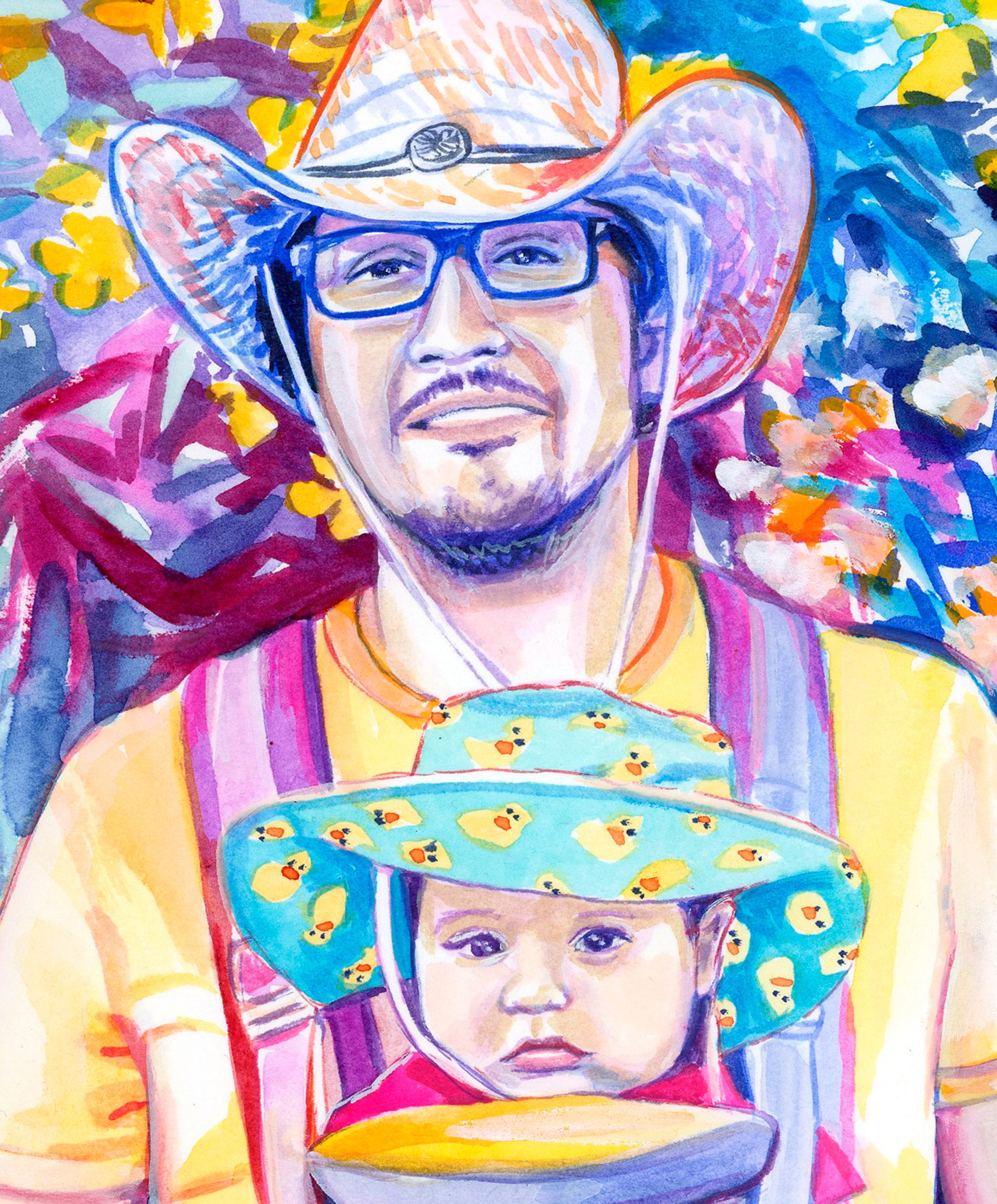 New Dad Gift, Father and Baby Portrait Commission, Daddy and Son ...