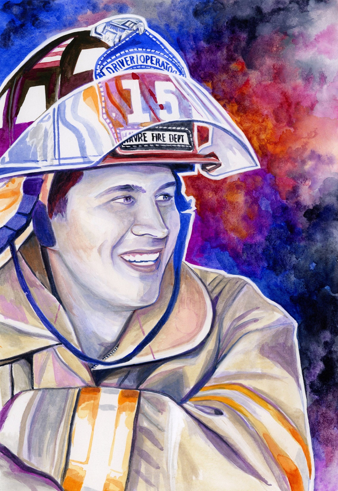 PERSONALIZED FIREFIGHTER PORTRAIT Painting Firefighter Gift - Etsy