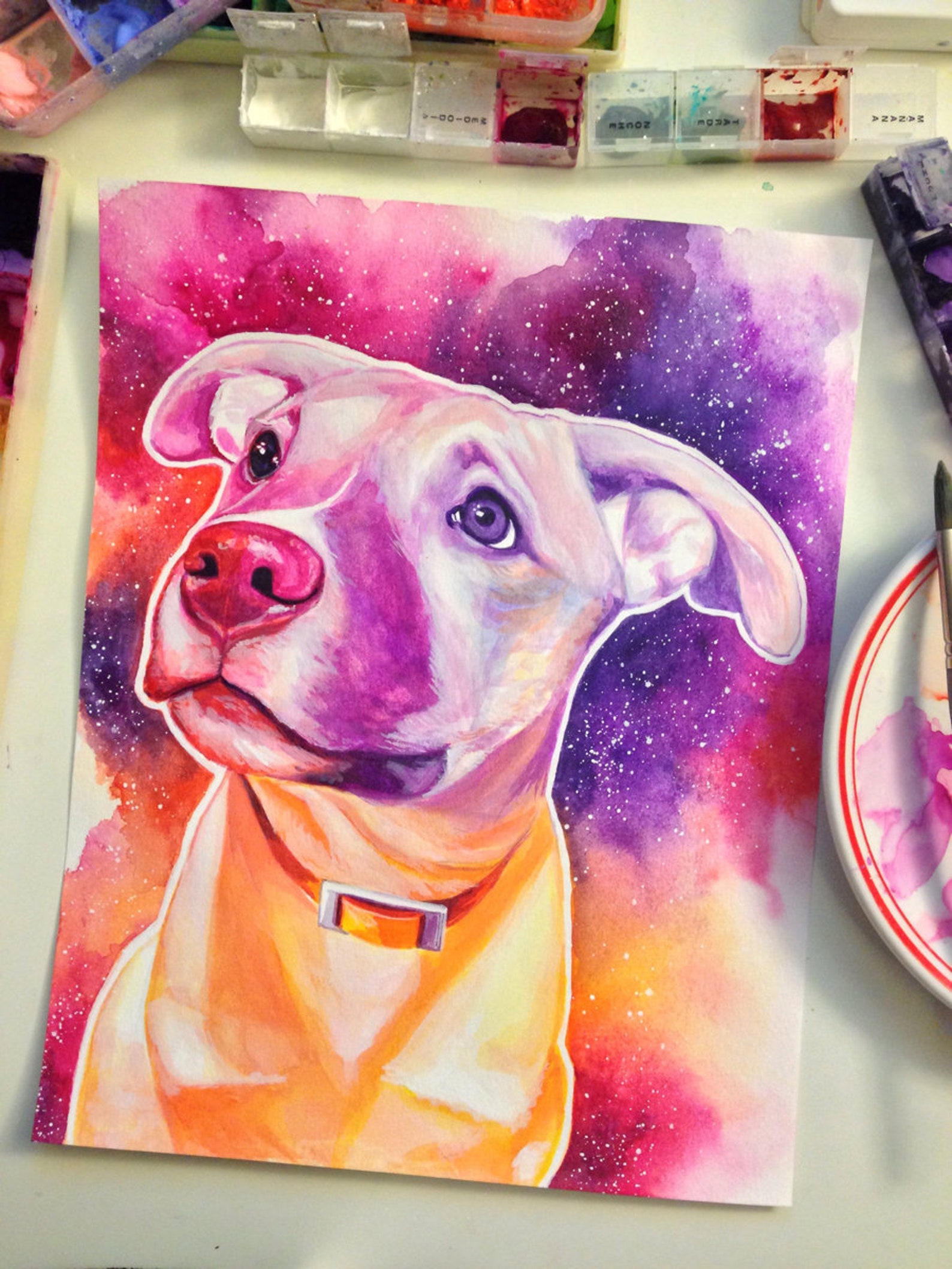 Pet Portrait Watercolor Custom Dog Drawing Custom Pet | Etsy