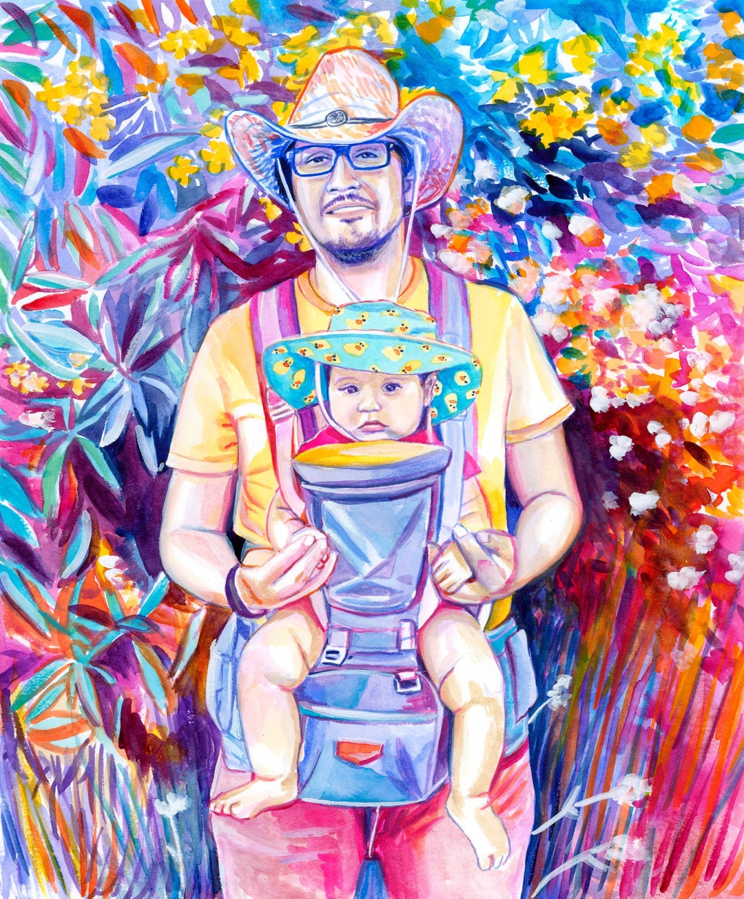 New Dad Gift, Father and Baby Portrait Commission, Daddy and Son ...