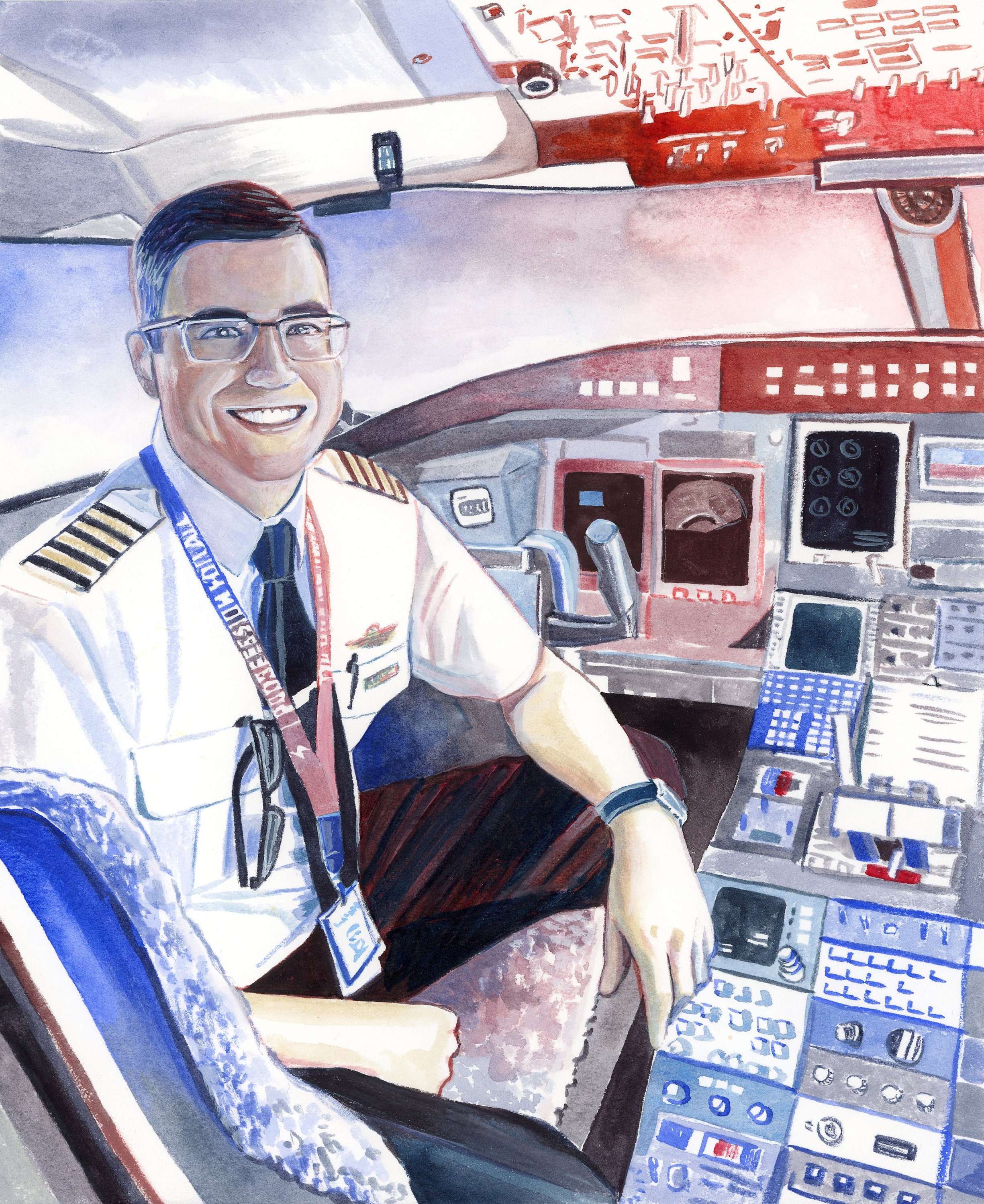 PERSONALIZED PILOT PORTRAIT Painting, Pilot Gifts for Him, Pilot ...