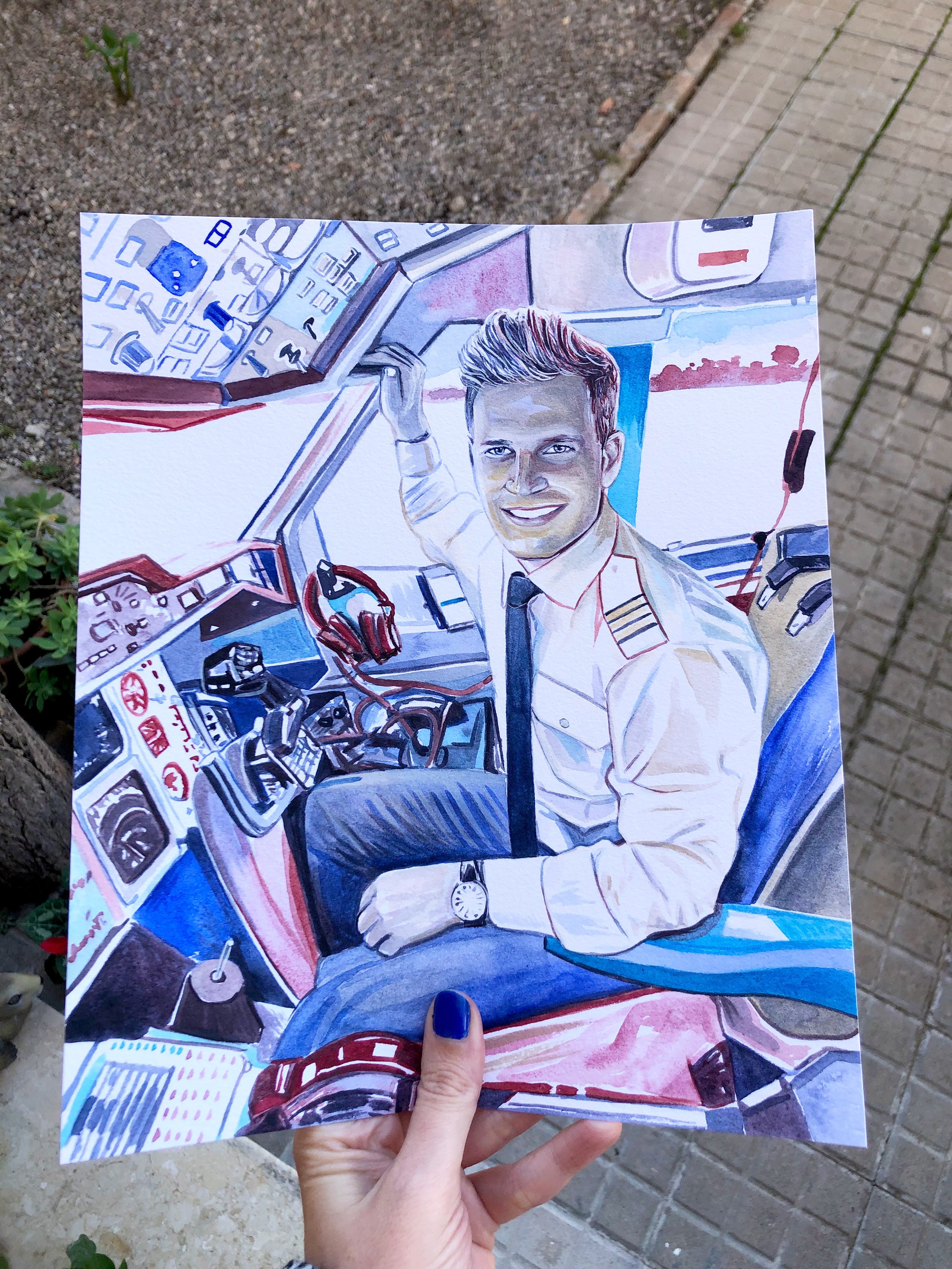 PERSONALIZED PILOT PORTRAIT Painting Pilot Gifts for Him - Etsy