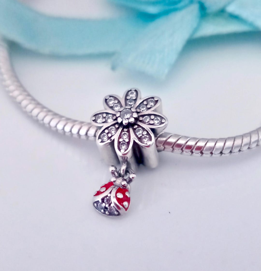 Charm for Pandora Crystal Daysi With Ladybug Charm S925 Sterling Silver ...