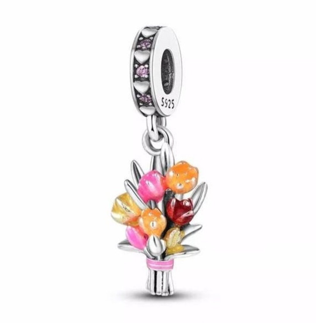 Congratulations Celebration Graduation Flower Bouquet Charm S925 ...