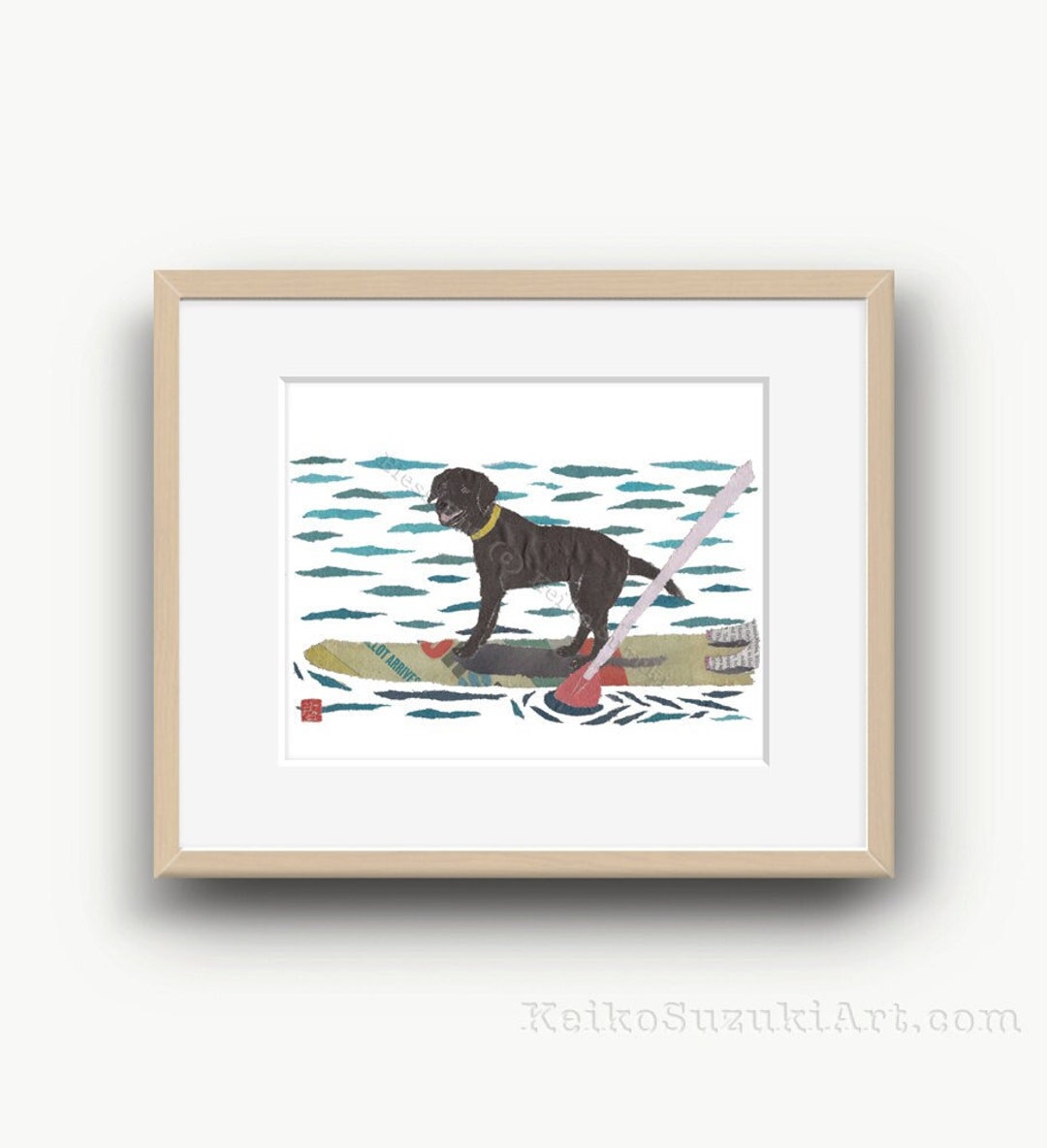 Black Labrador Retriever Art, Beach Theme Dog Artwork - Etsy