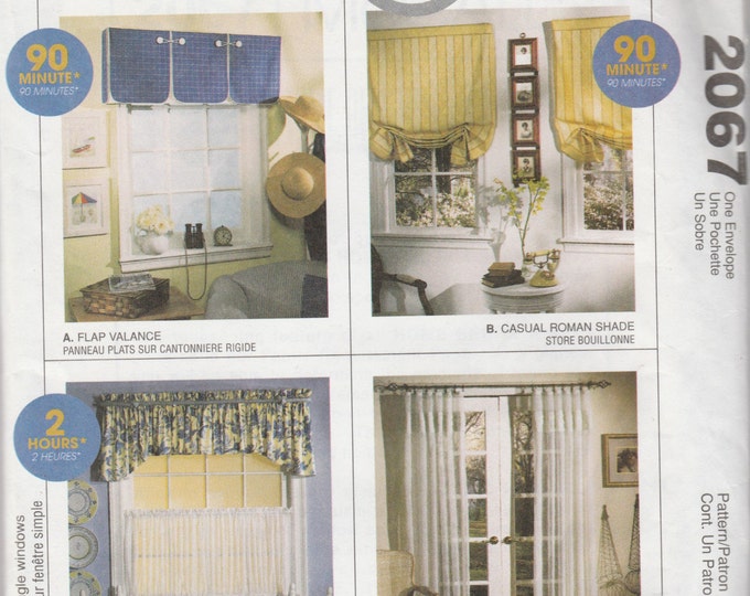 Mccall's 2067 Home Decor Flap Valance, Casual Roman Shade, Half Moon ...