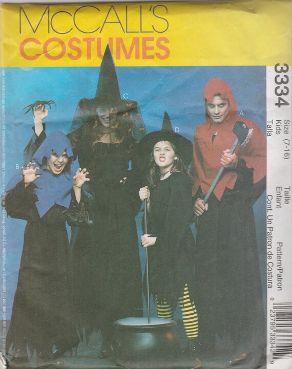 Items similar to McCall's Costumes 3334 Boys'/Girls' Size 7-16 or ...