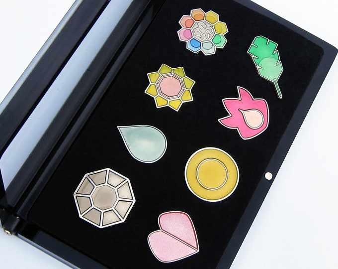 Framed Collection Complete Pokemon Badges Kanto/johto/hoenn/sinnoh ...