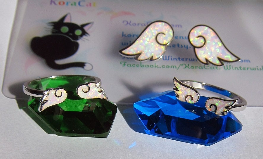 Angel Wing Ring - 925 Sterling Silver & White Fire Opal - Etsy