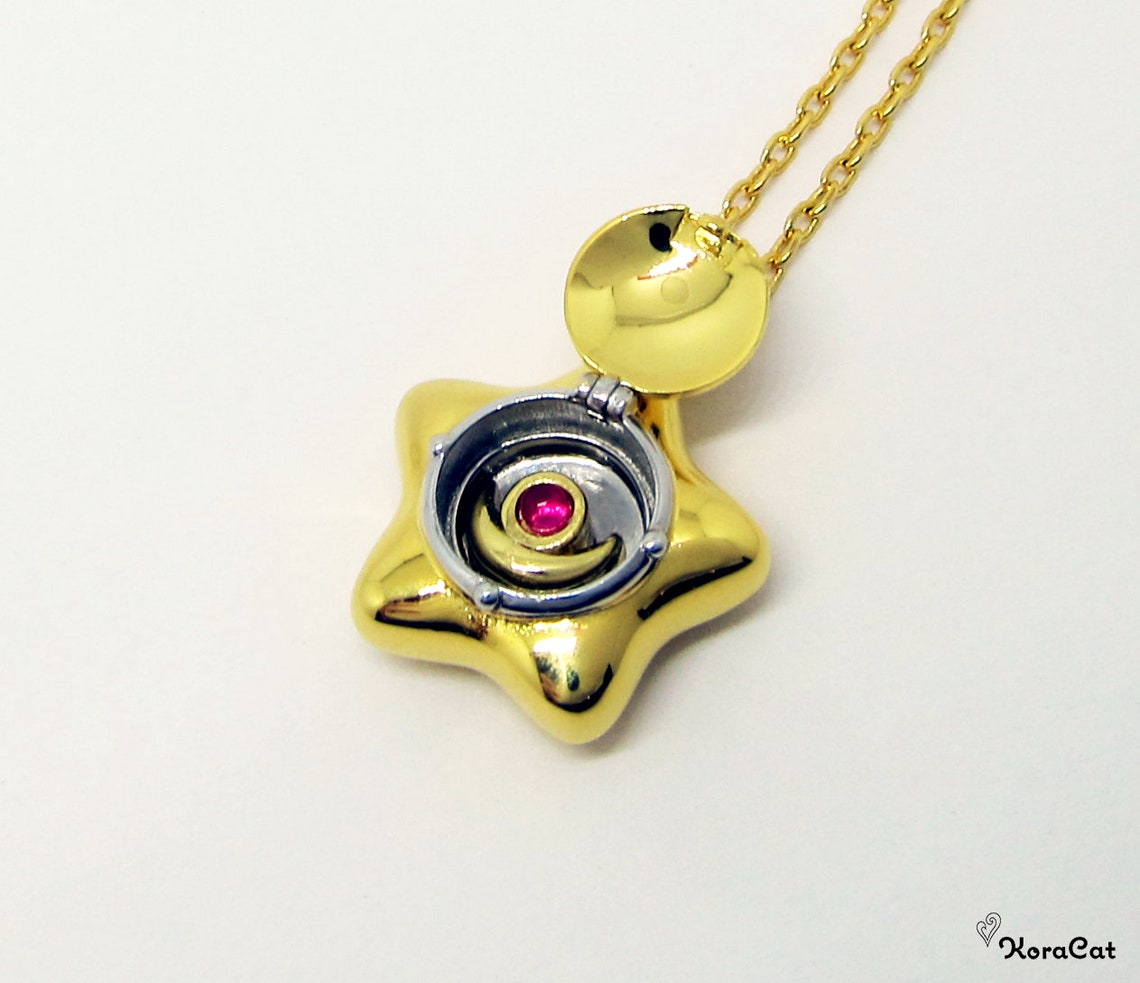 Sailor Moon Star Locket Pendant Necklace 18mm Etsy