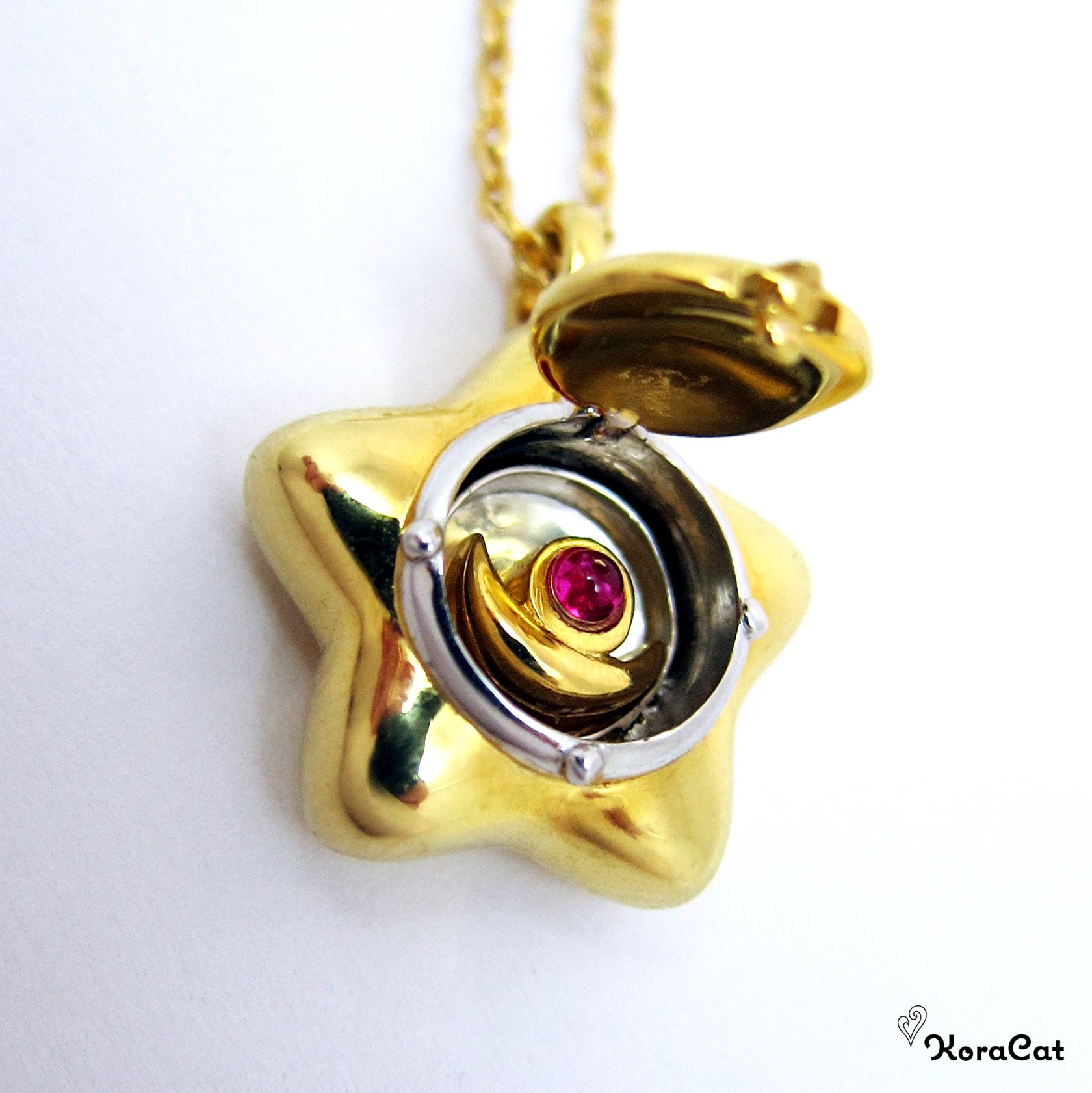 Sailor Moon Star Locket Pendant Necklace 18mm - Etsy UK