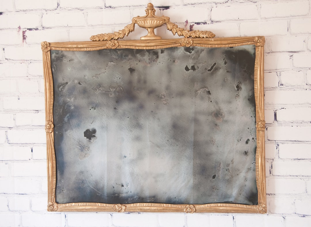 Antiqued Silver Mirror in Antique Wood Frame, Handmade Mirror, 36X33 - Etsy
