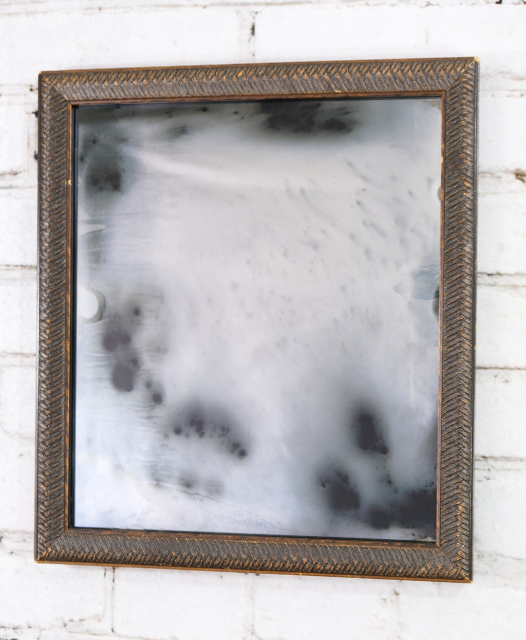 Antiqued Silvered Glass Wall Mirror: Vintage Wood Frame (15x17) - Etsy