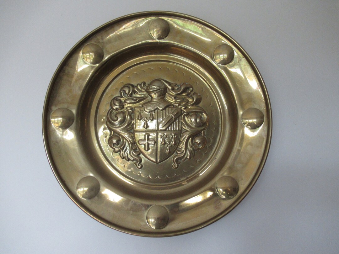 Vintage Brass Knight and Coat of Arms Wall Charger Plaque Plate by ...
