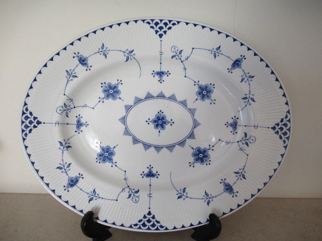 Vintage Large Furnival's Blue Denmark England Oval 14" Platter Plate ...