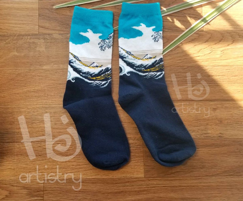 Ocean Wave Socks- Great Wave off Kanagawa - Etsy