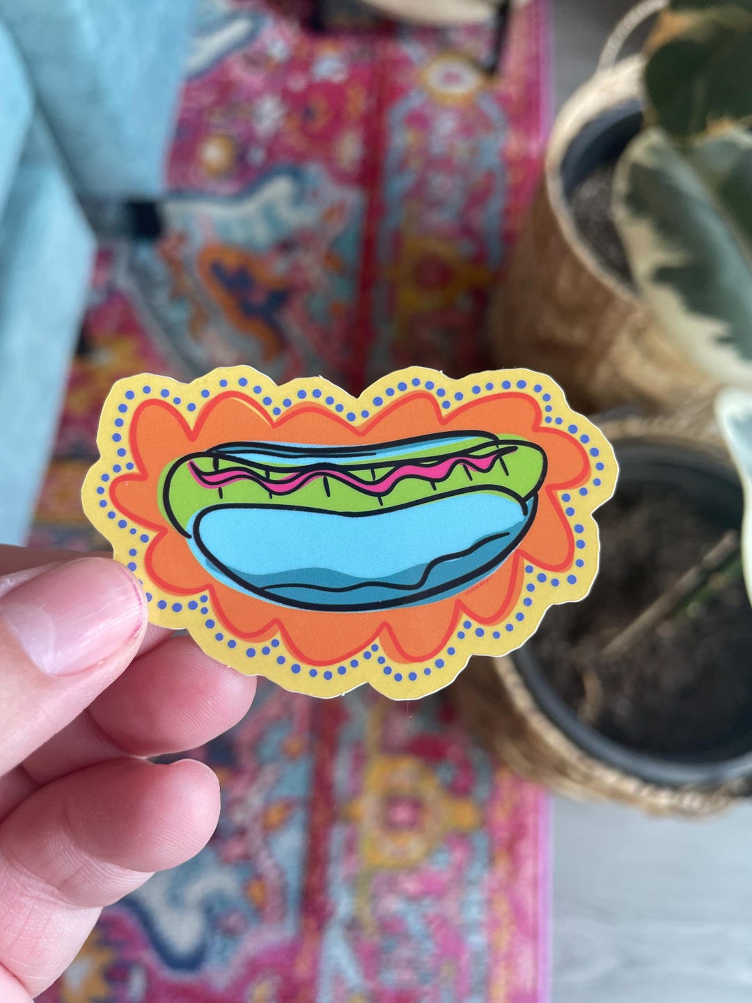 Bright and Neon Hot Dog Vinyl Sticker - Etsy